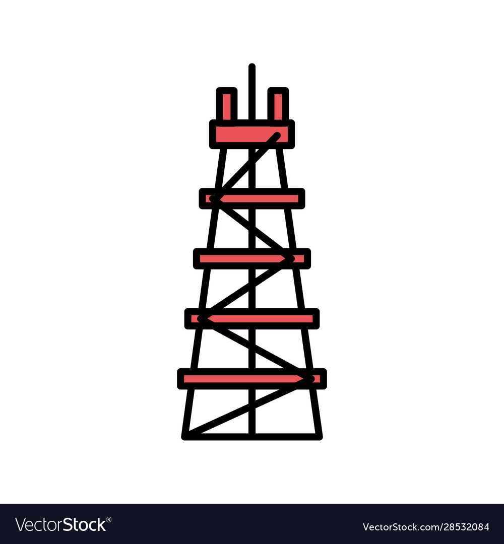 Fracking refinery tower structure industry Vector Image