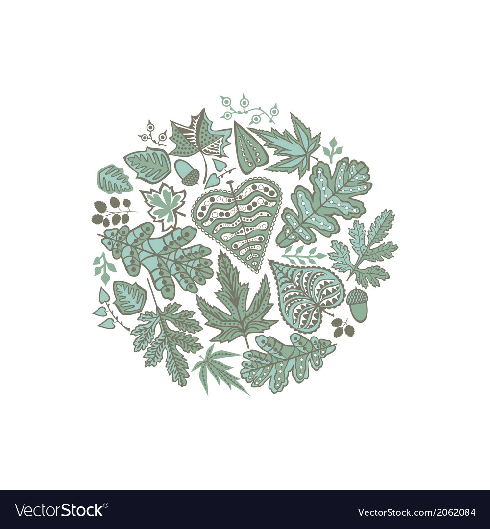 Leaf background round pattern with Royalty Free Vector Image