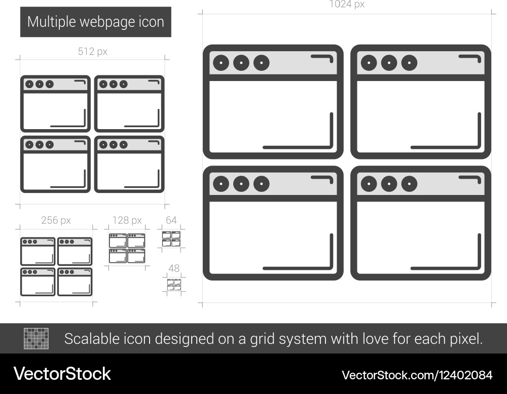 Multiple webpage line icon Royalty Free Vector Image