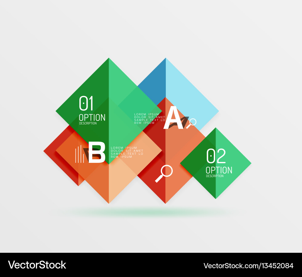 Overlapping square infographics Royalty Free Vector Image