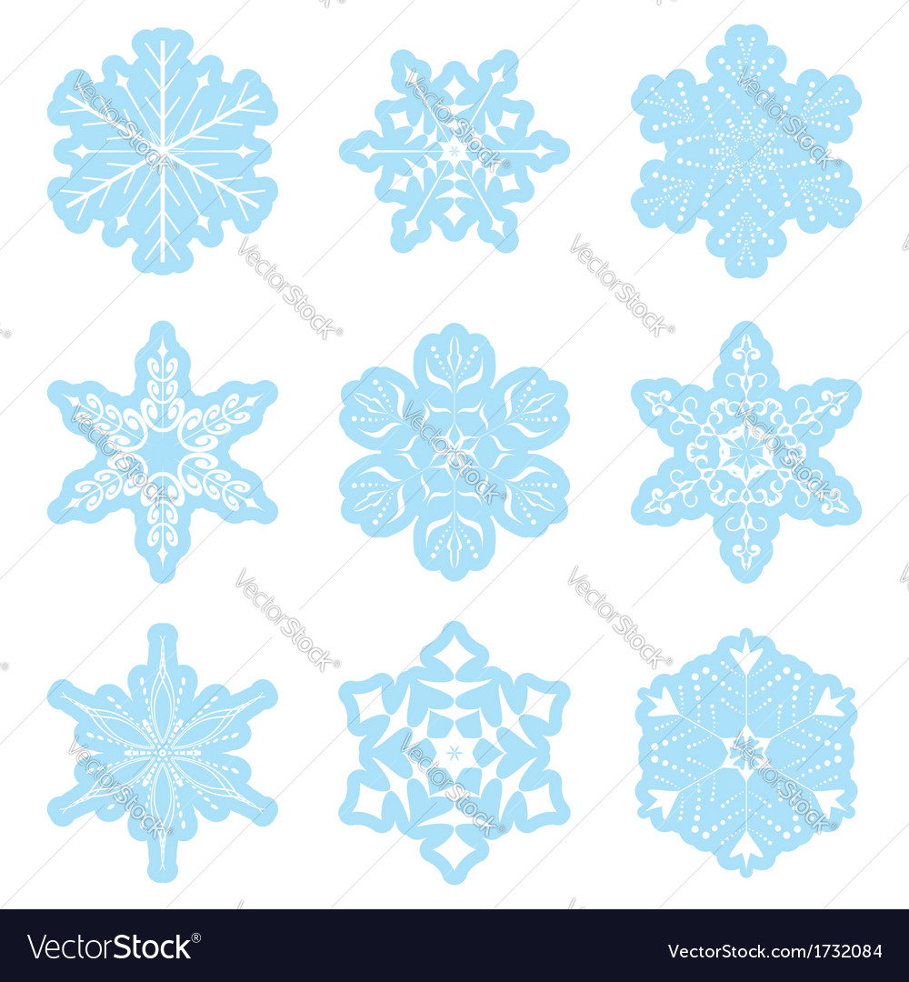 Set - light blue snowflakes Royalty Free Vector Image