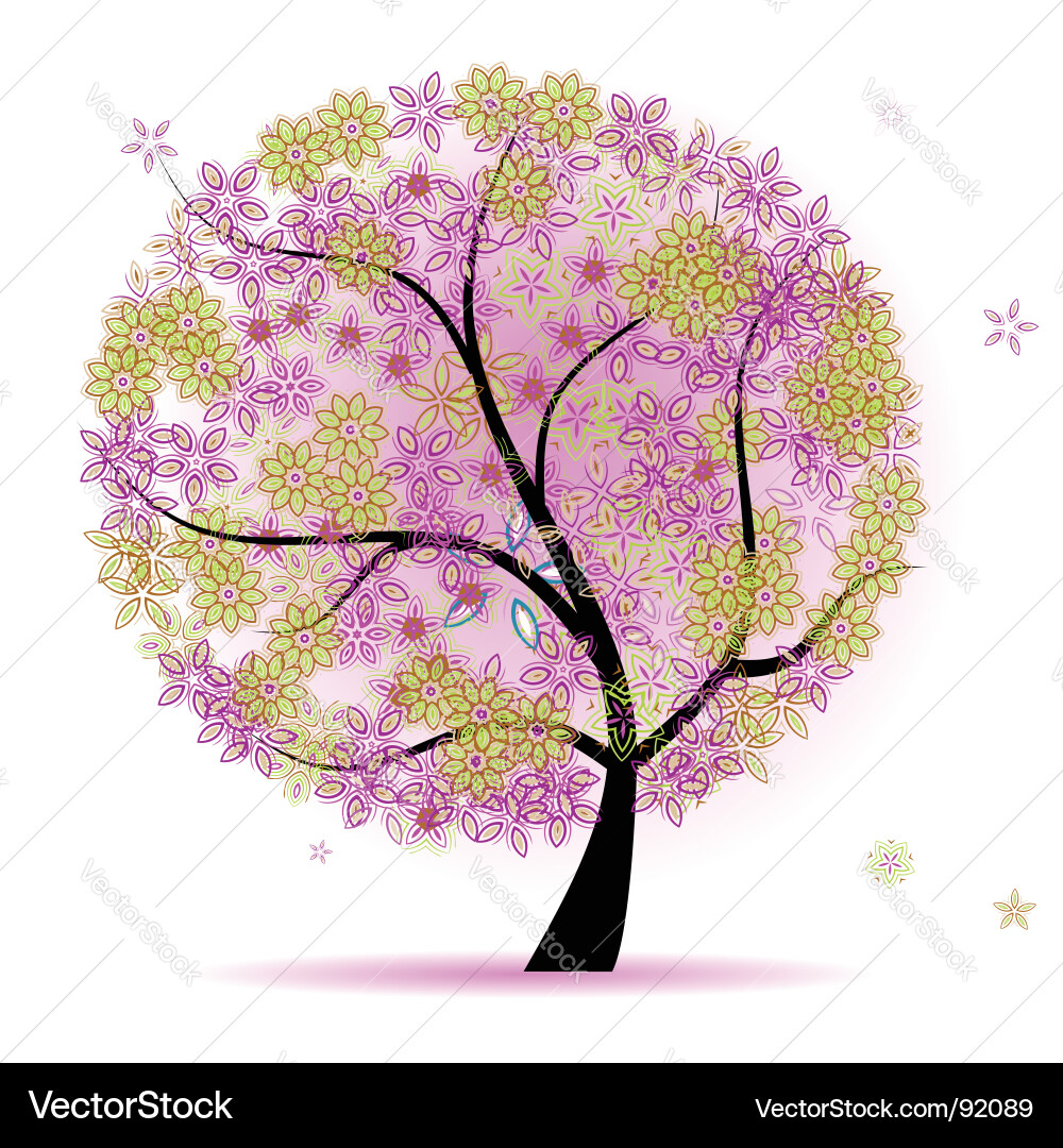 Floral tree Royalty Free Vector Image - VectorStock