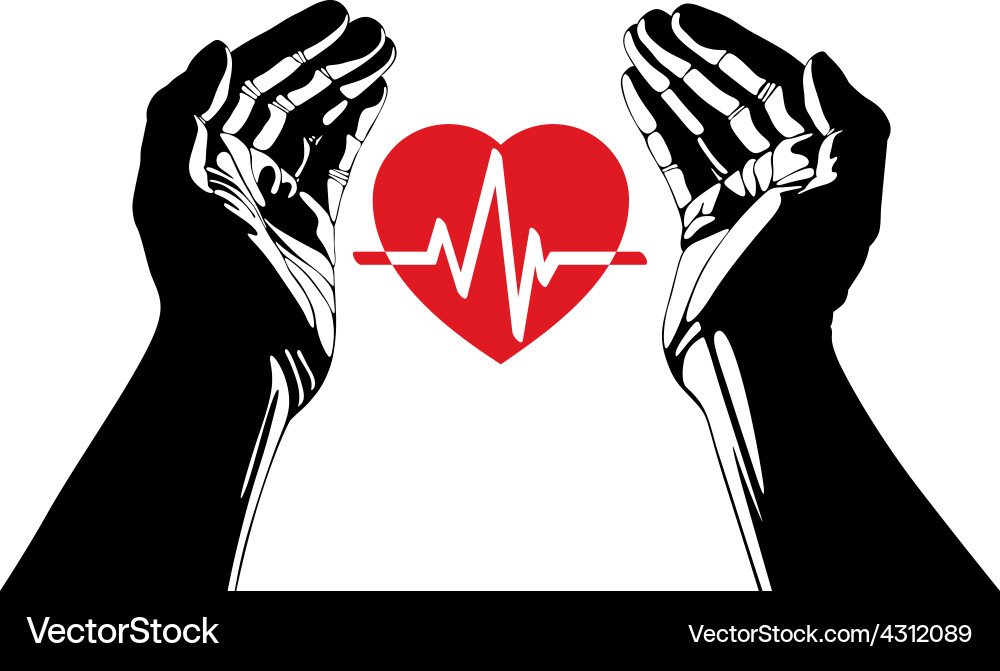Hand with heart and cardiogram symbol Royalty Free Vector