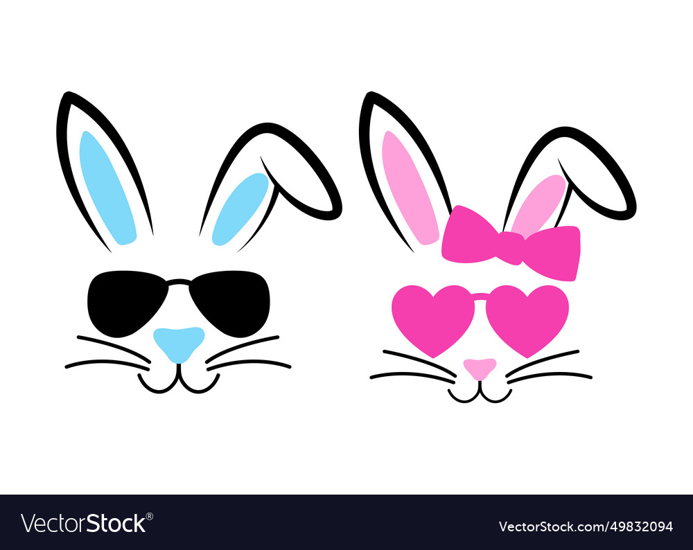 Cute bunny face design happy easter adorable Vector Image