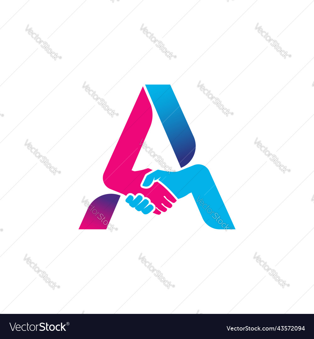 Handshake logo isolated on letter a alphabet Vector Image Handshake logo isolated on letter a alphabet Vector Image