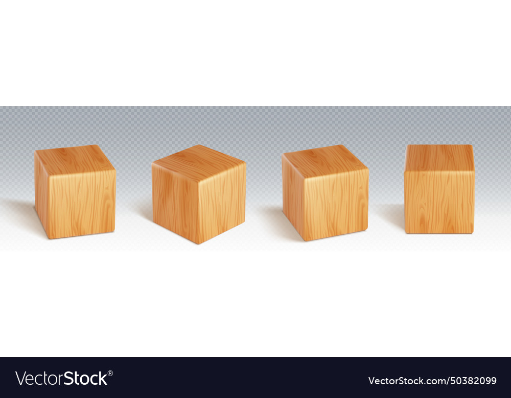 3d Wood Cube Block To Play Game Realistic Vector Image