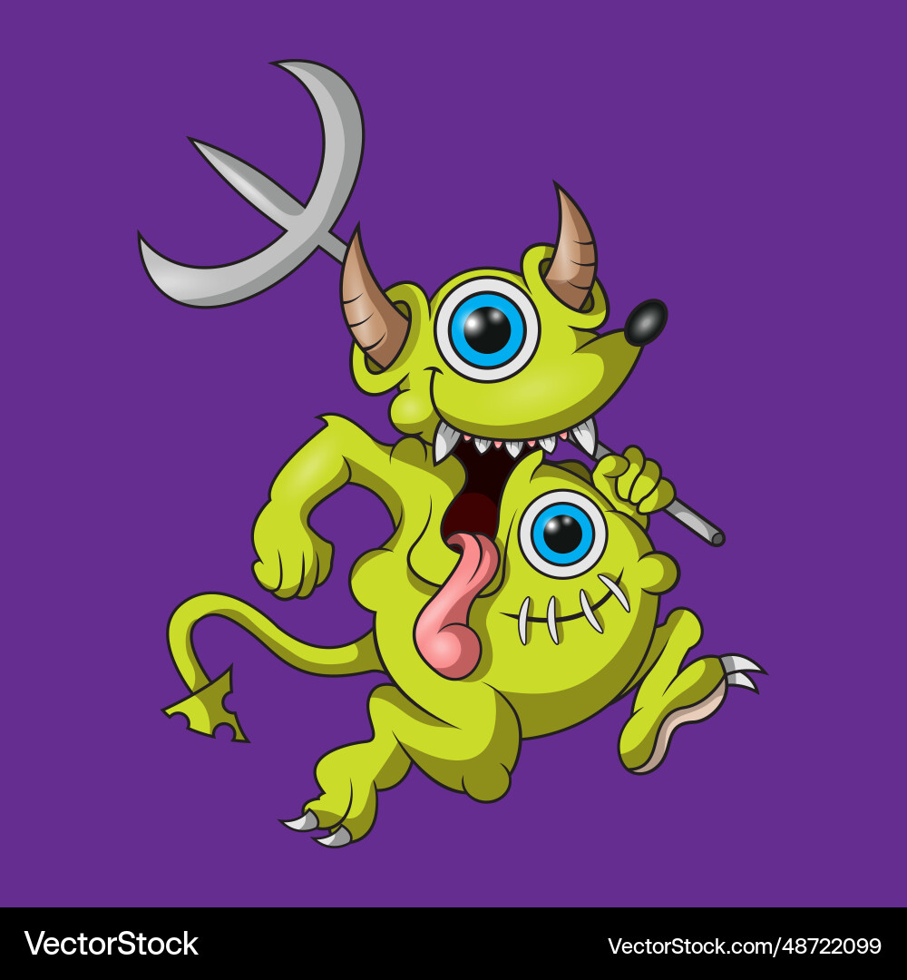 A mouse monster was holding spear Royalty Free Vector Image