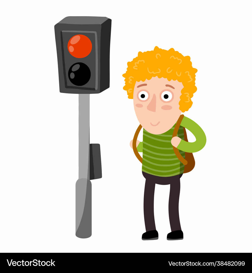 Boy and red light funny red kid isolated Vector Image