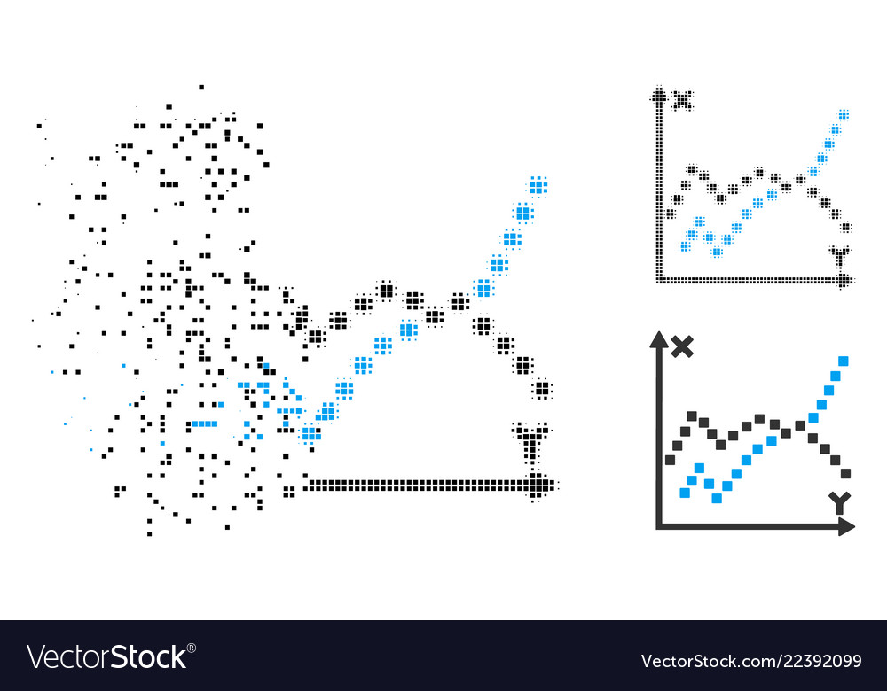 Fragmented pixel halftone functions plot icon Vector Image Fragmented pixel halftone functions plot icon Vector Image