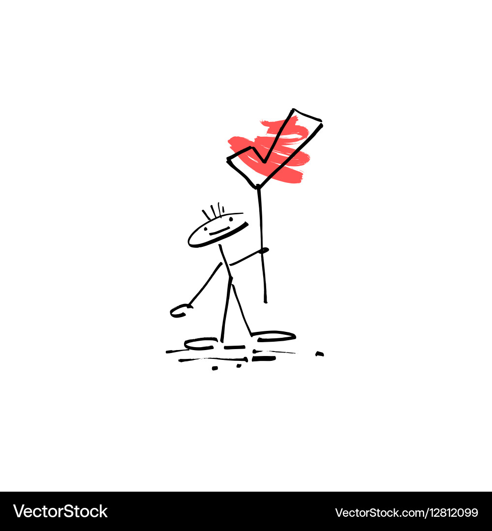 Hand drawing sketch human smile stick figure Vector Image