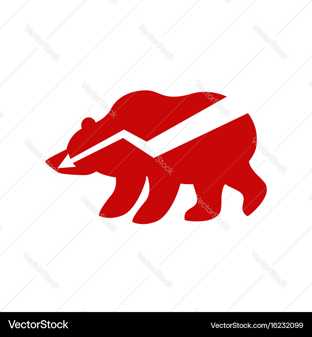 Red bear down arrow exchange trader business Vector Image