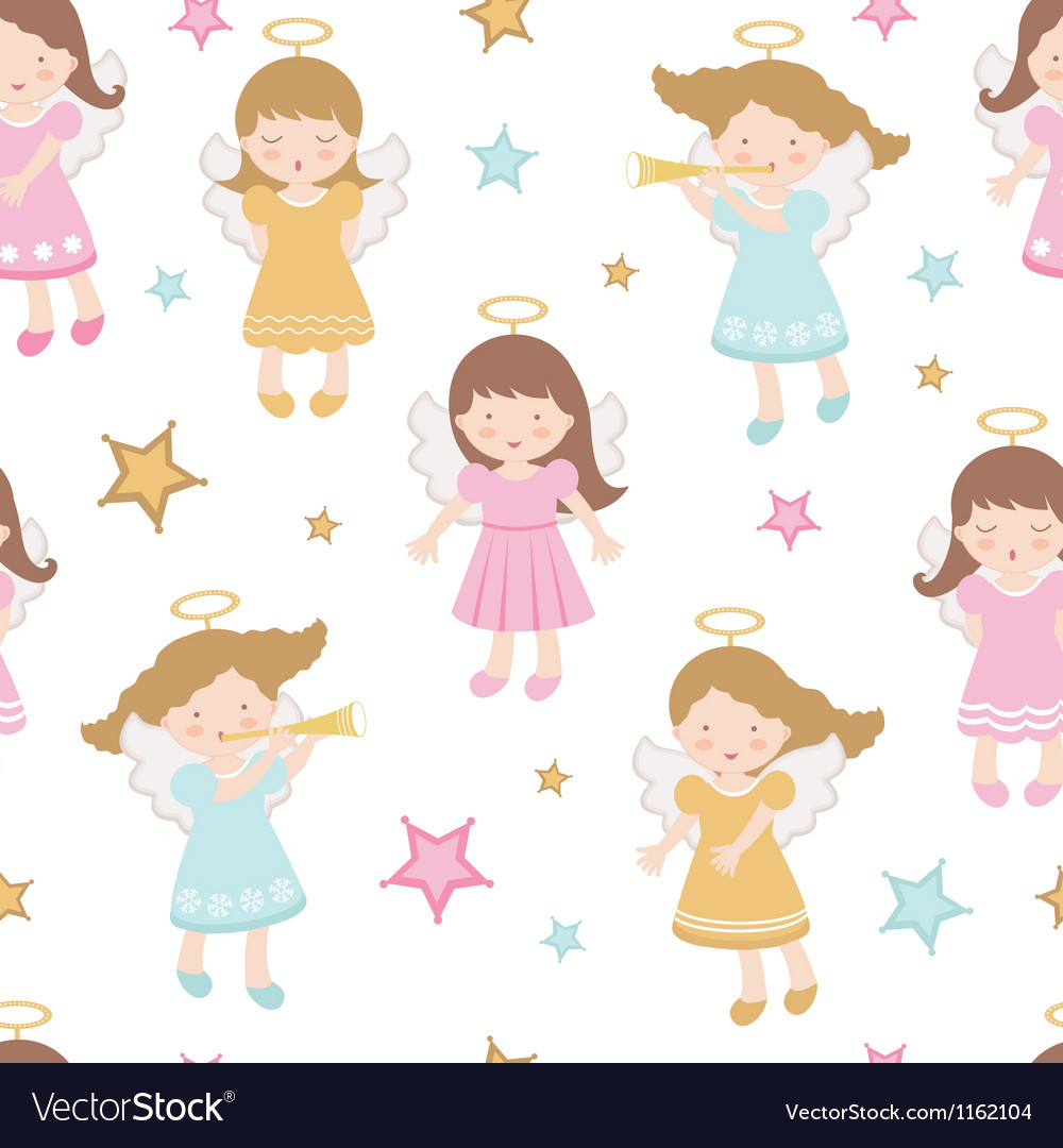 Angels seamless pattern Royalty Free Vector Image