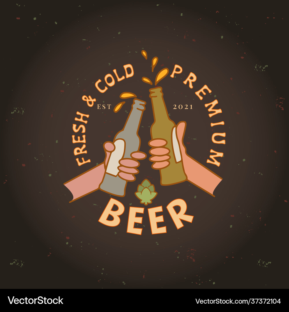 Beer in hand emblem Royalty Free Vector Image - VectorStock
