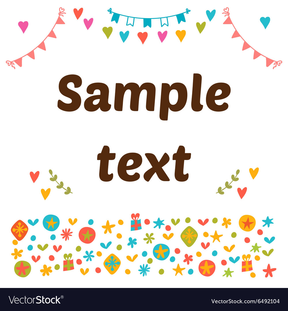 Cute postcard with colored design elements Vector Image