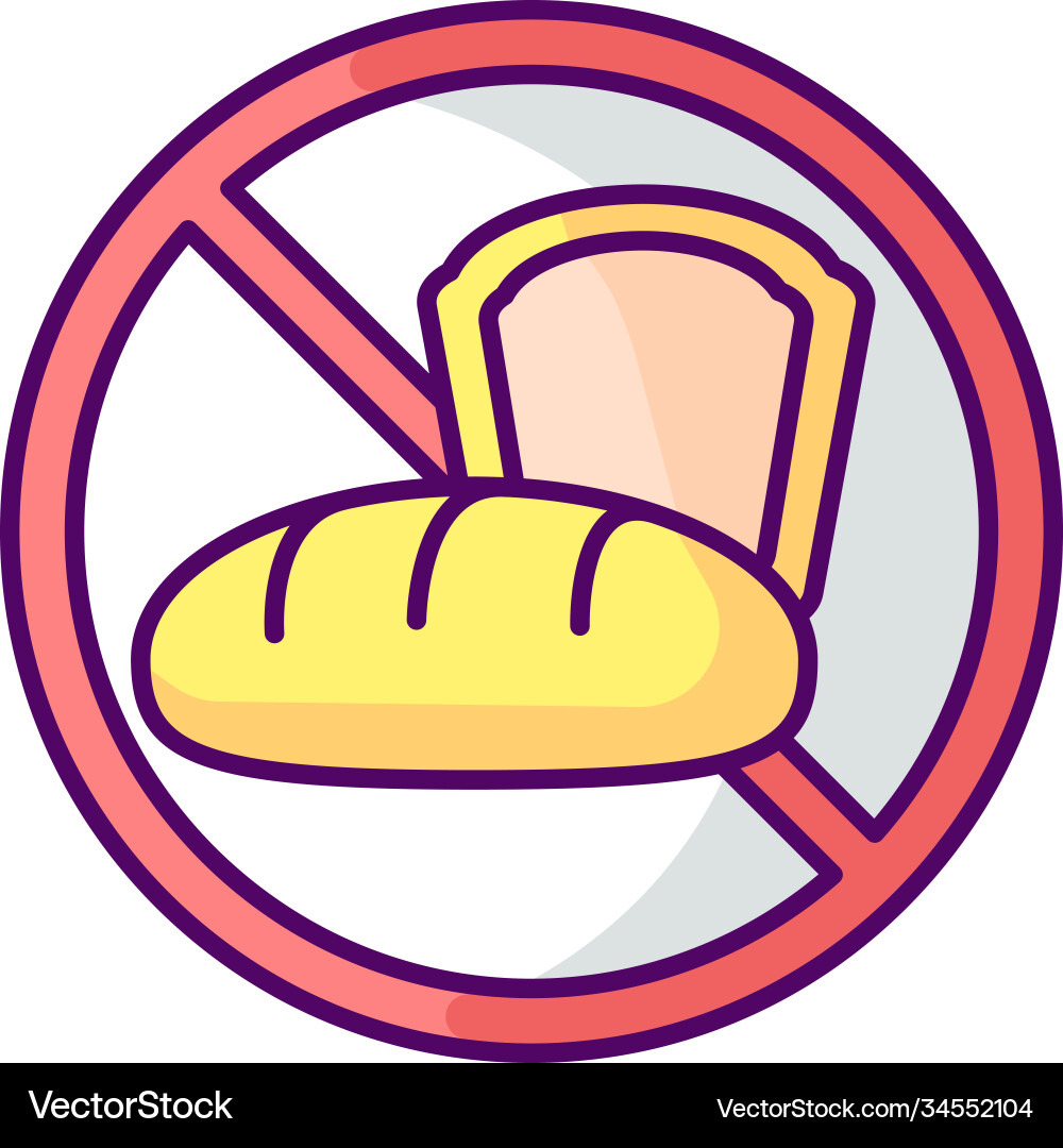 Gluten intolerance rgb color icon Royalty Free Vector Image