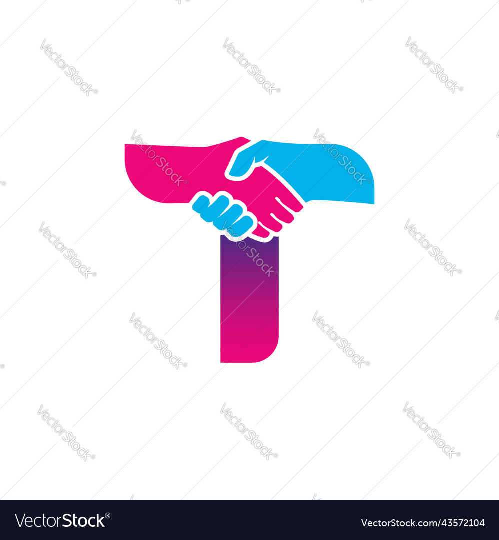 Handshake logo isolated on letter t alphabet Vector Image Handshake logo isolated on letter t alphabet Vector Image