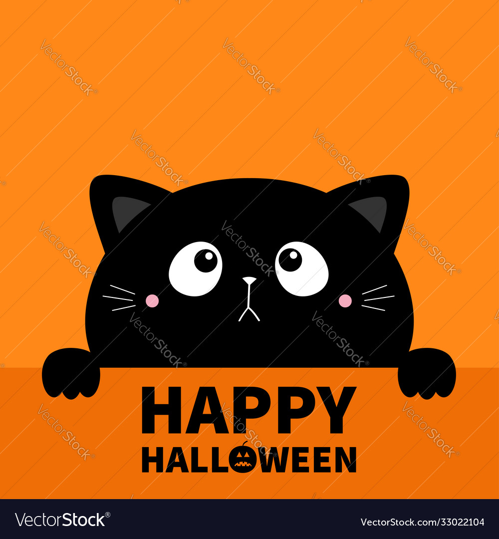 Happy halloween kitten kitty black silhouette Vector Image