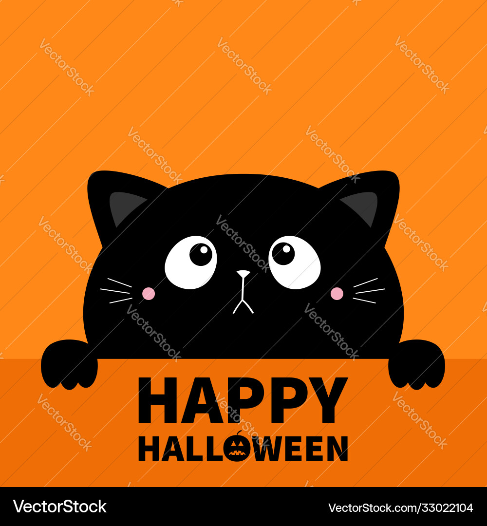 Hapy halloween cat kitten kitty black silhouette Vector Image