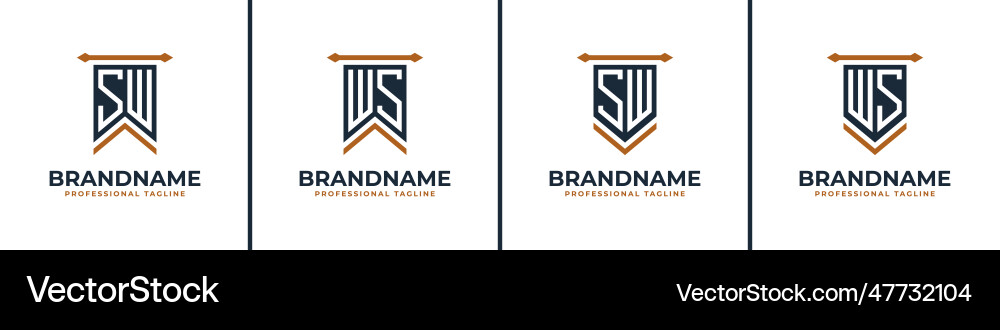 Letter sw and ws pennant flag logo set represent Vector Image