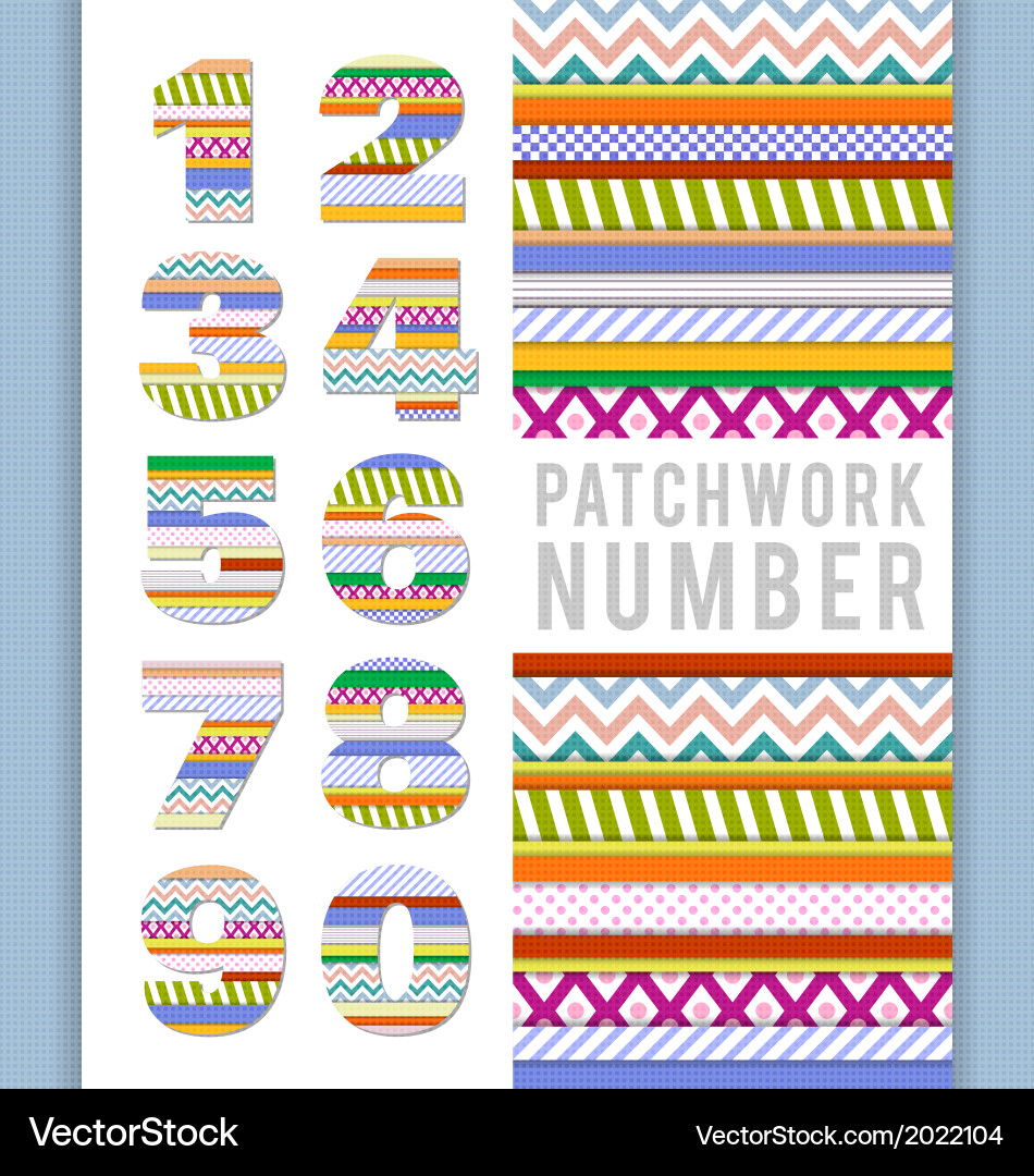 Numbers in patchwork style Royalty Free Vector Image