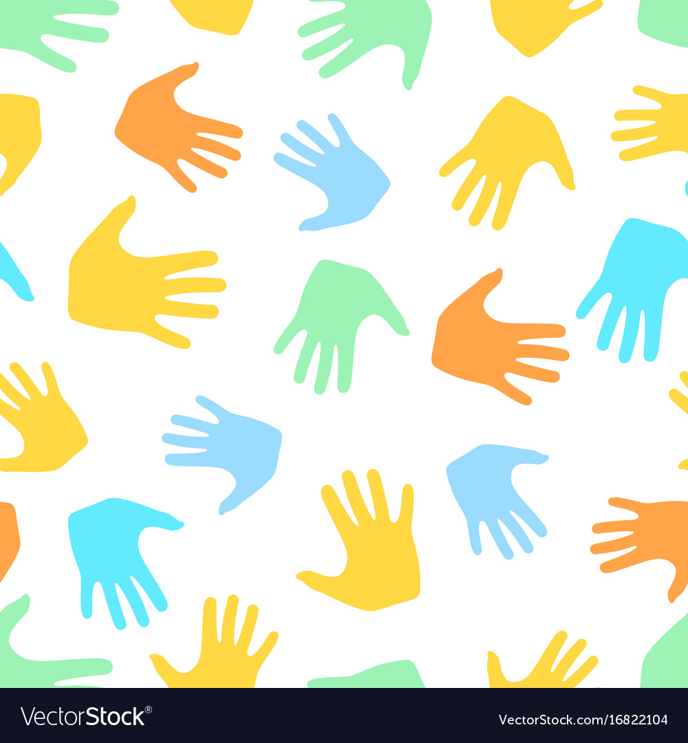 Seamless pattern from hands Royalty Free Vector Image