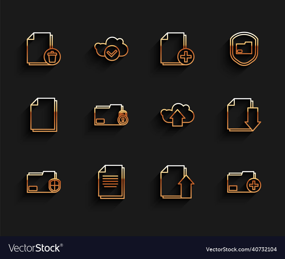 Set line document folder protection delete file Vector Image