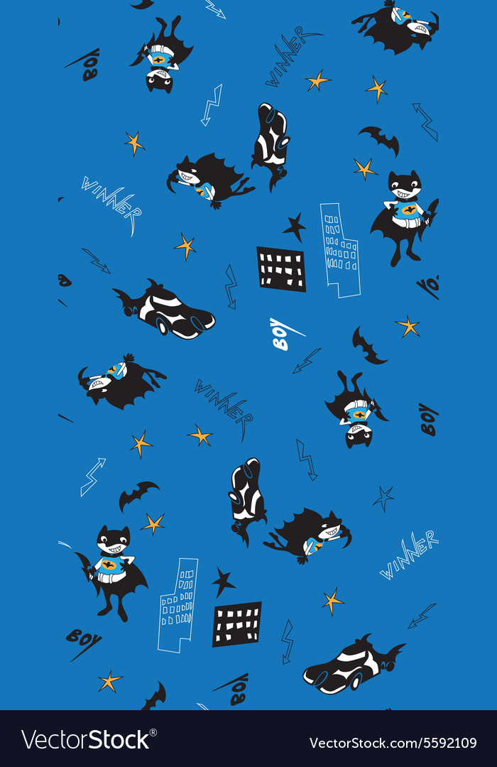 Batman fun cartoon boy seamless pattern Royalty Free Vector