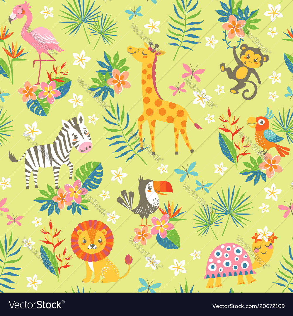 Cute tropical pattern Royalty Free Vector Image
