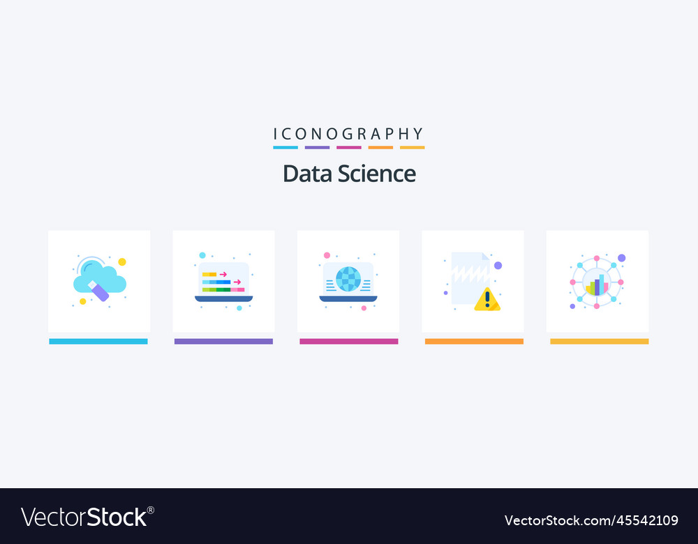 Data science flat 5 icon pack including analysis Vector Image