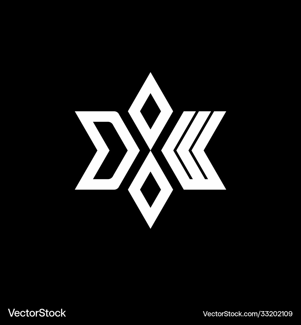 Dw monogram logo with star shape and luxury style Vector Image