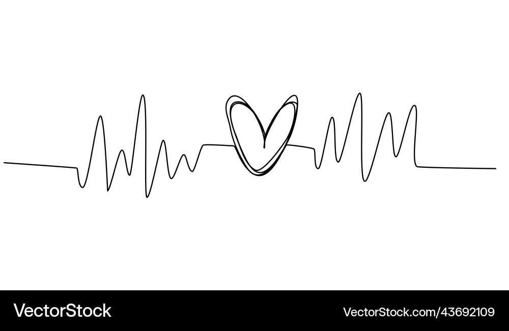 Heart with pulse heartbeat sound wave romantic Vector Image