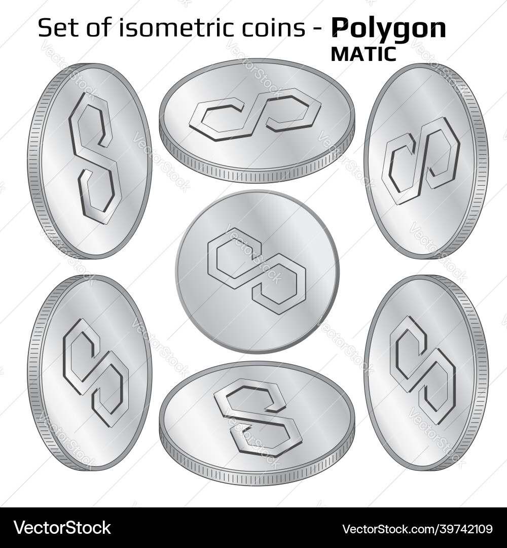 Set of coins polygon matic in isometric view Vector Image