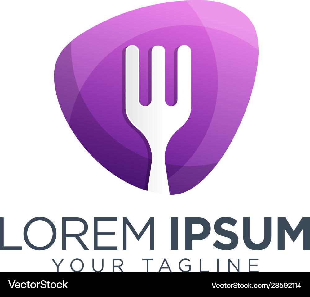 Colorful fork restaurant logo design template Vector Image