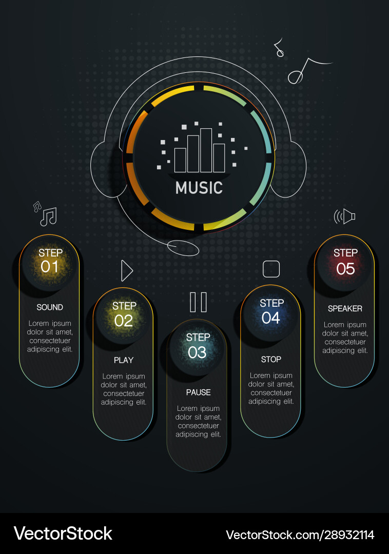 Music infographic concept with 5 option Royalty Free Vector