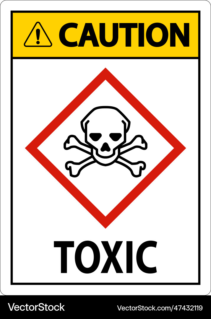 Caution toxic ghs sign on white background Vector Image