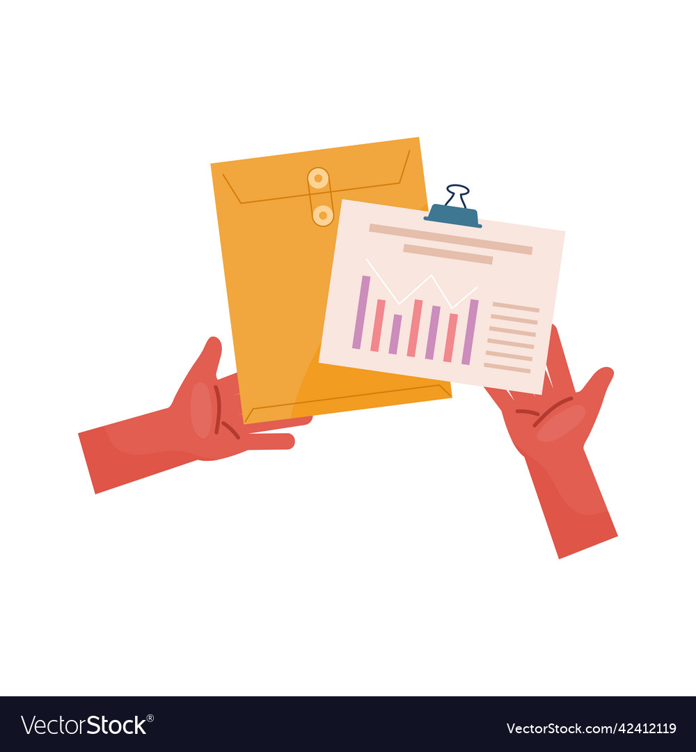 Hands with statistics documents Royalty Free Vector Image
