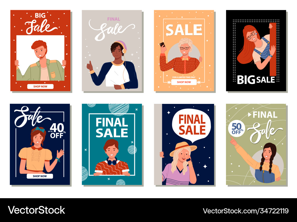 Set big sale banners discount poster Royalty Free Vector