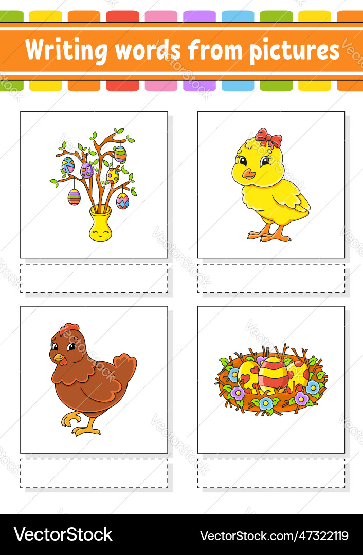 Writing words from pictures learn english words Vector Image