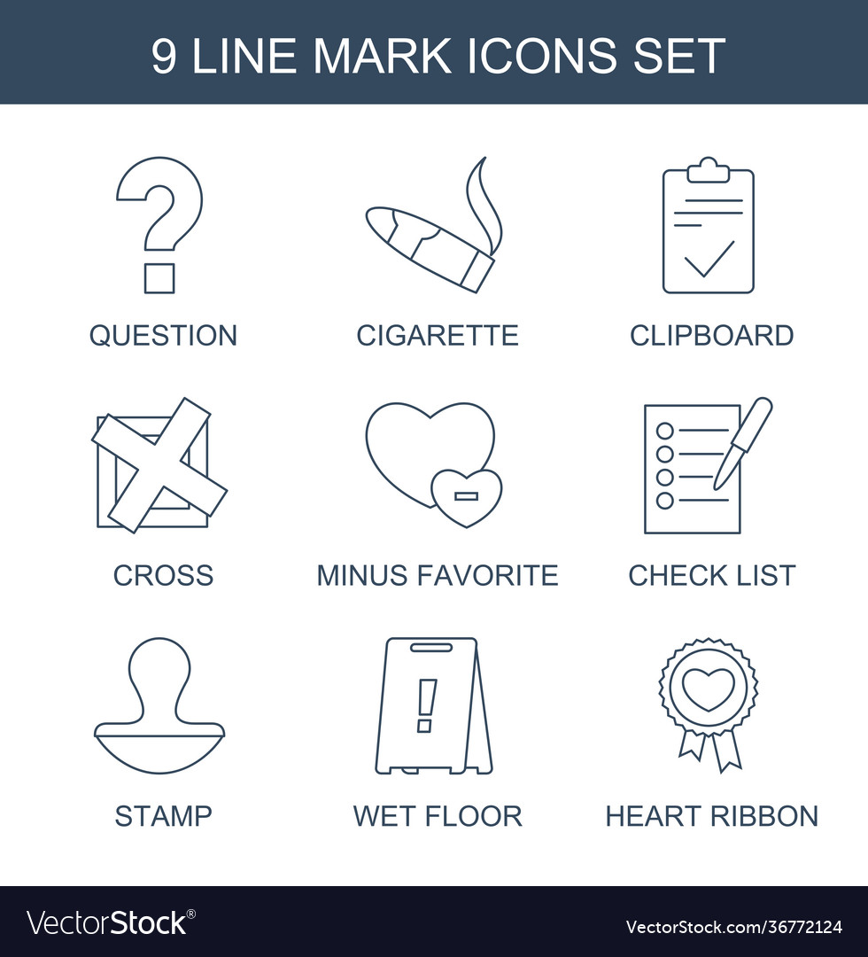 9 mark icons Royalty Free Vector Image - VectorStock