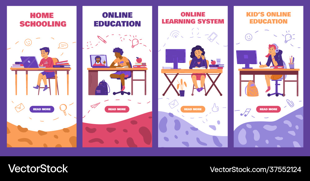 Banners on topic children online education Vector Image