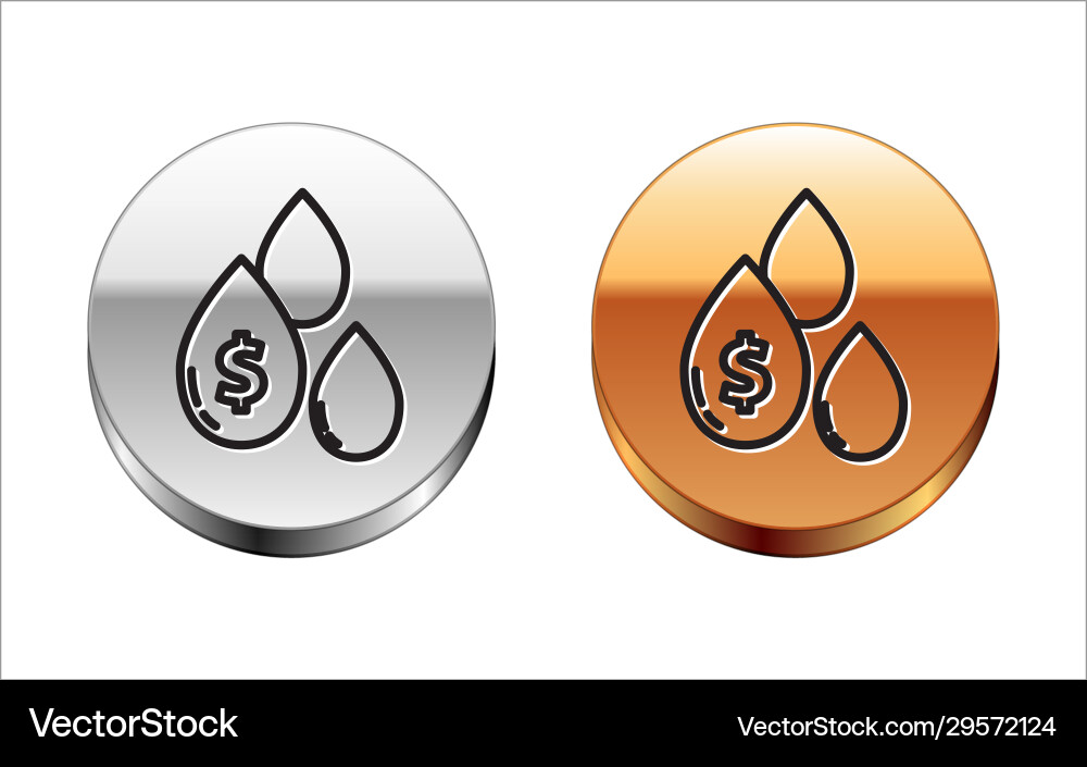 Black line oil drop with dollar symbol icon Vector Image