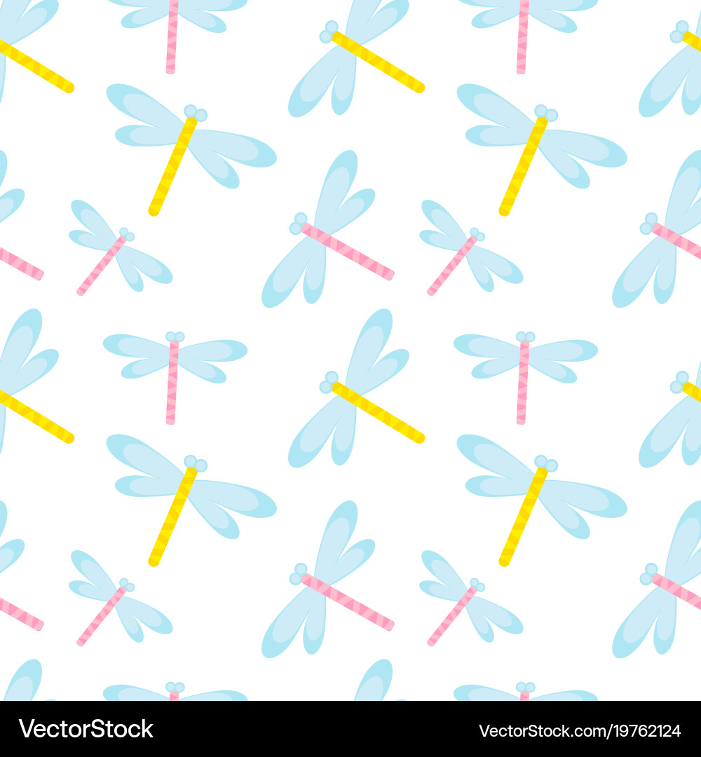 Cute dragonfly seamless pattern spring insects Vector Image