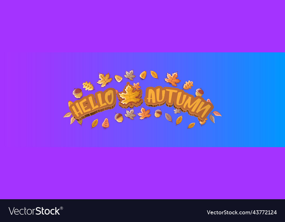 Hello autumn horizontal banner or label Royalty Free Vector