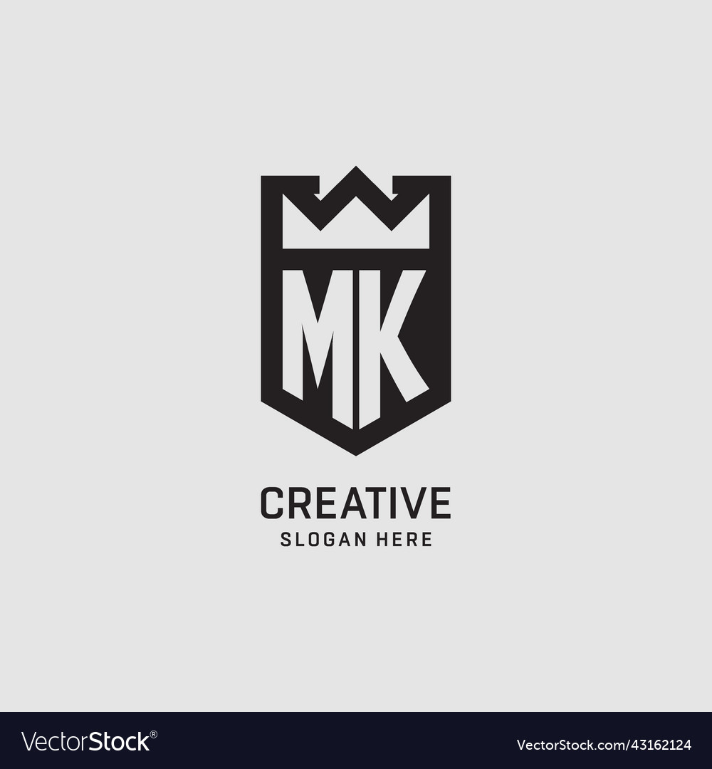 Initial mk logo shield shape creative esport Vector Image