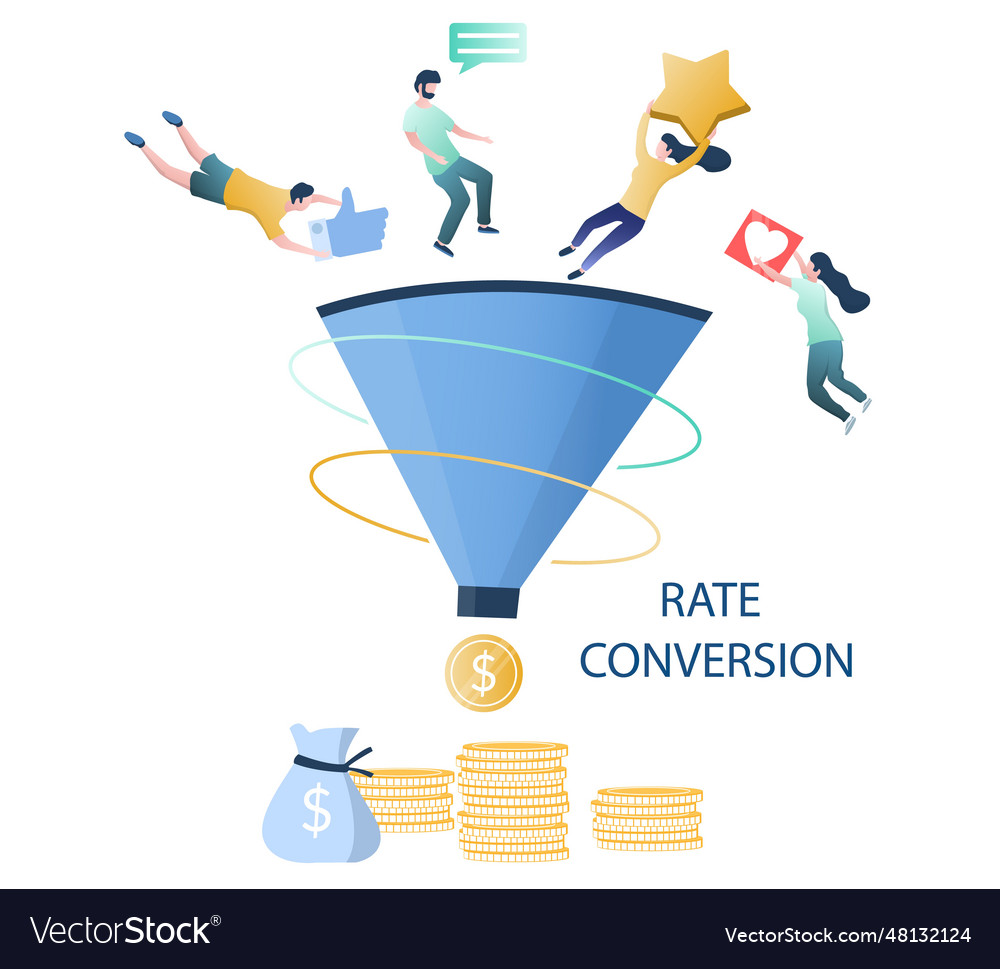 Rate conversion optimization sales funnel Vector Image Rate conversion optimization sales funnel Vector Image
