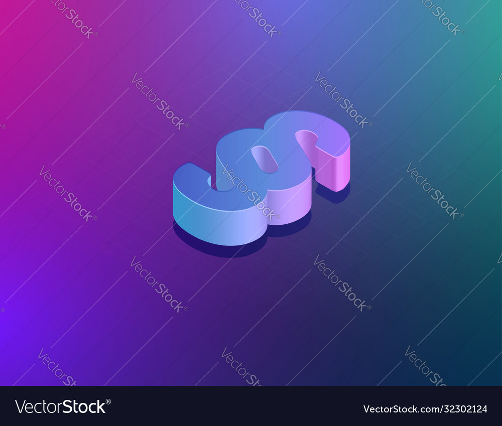 Three dee tech font character isometric Royalty Free Vector