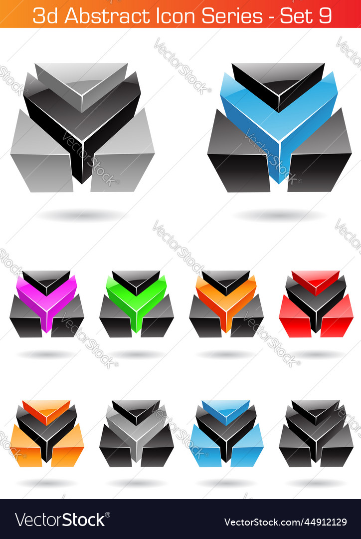 Metallic glossy abstract icons with arrow shaped Vector Image