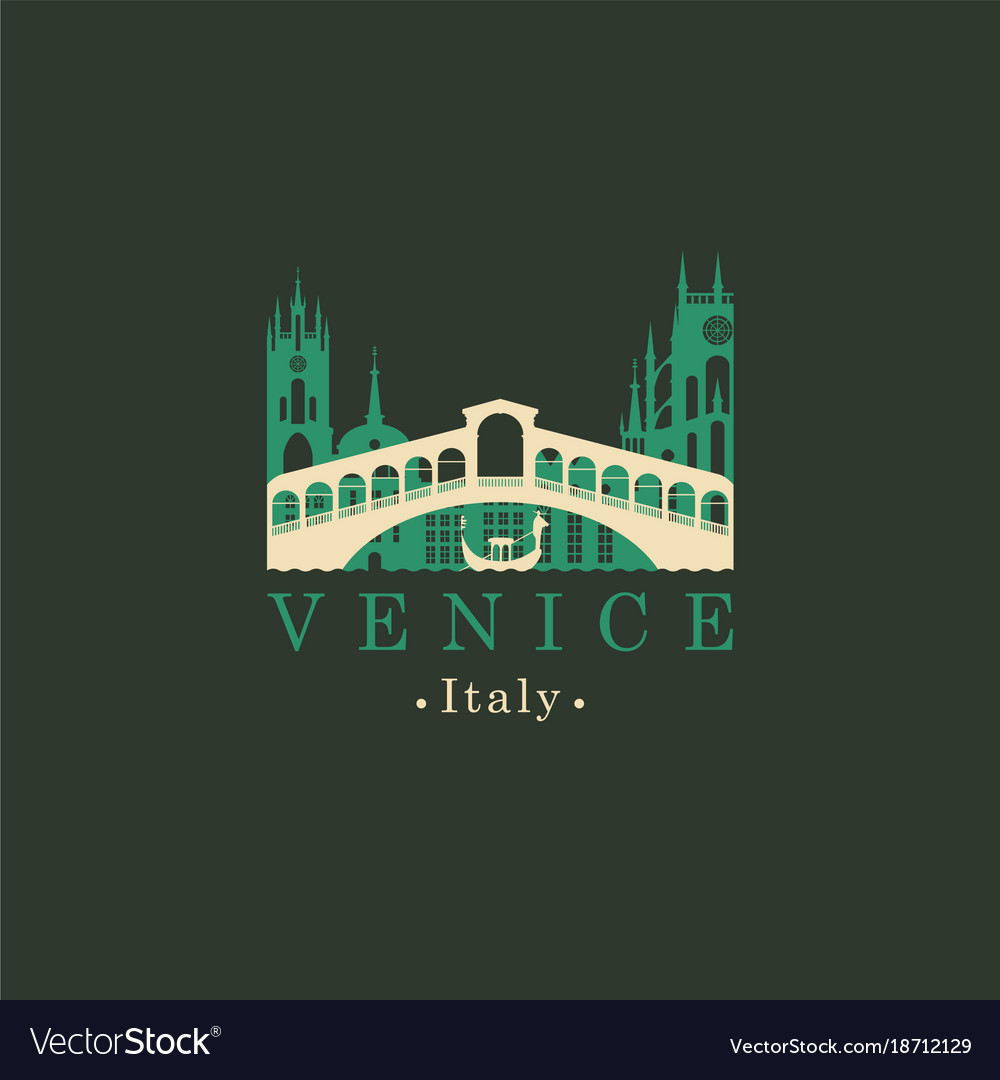 Rialto bridge logo venice architectural landmark Vector Image Rialto bridge logo venice architectural landmark Vector Image