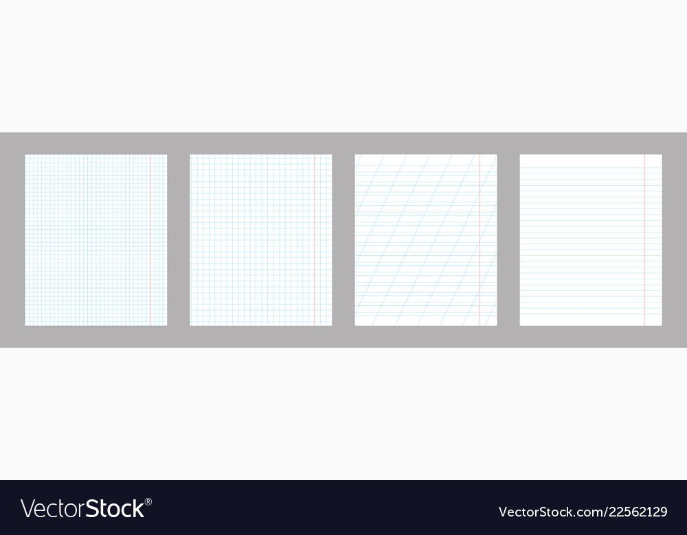 School notebook vertical paper sheet pattern set Vector Image