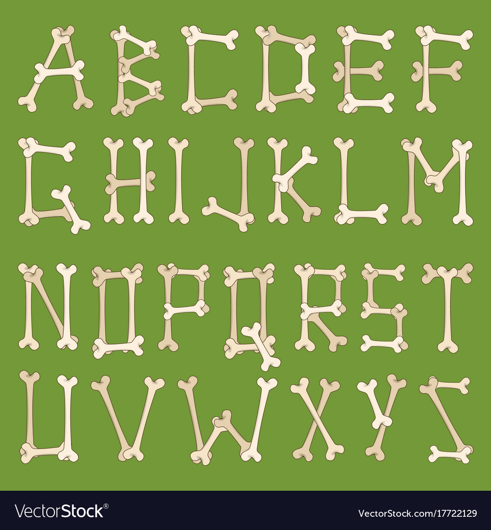 Skeleton bones letters Royalty Free Vector Image